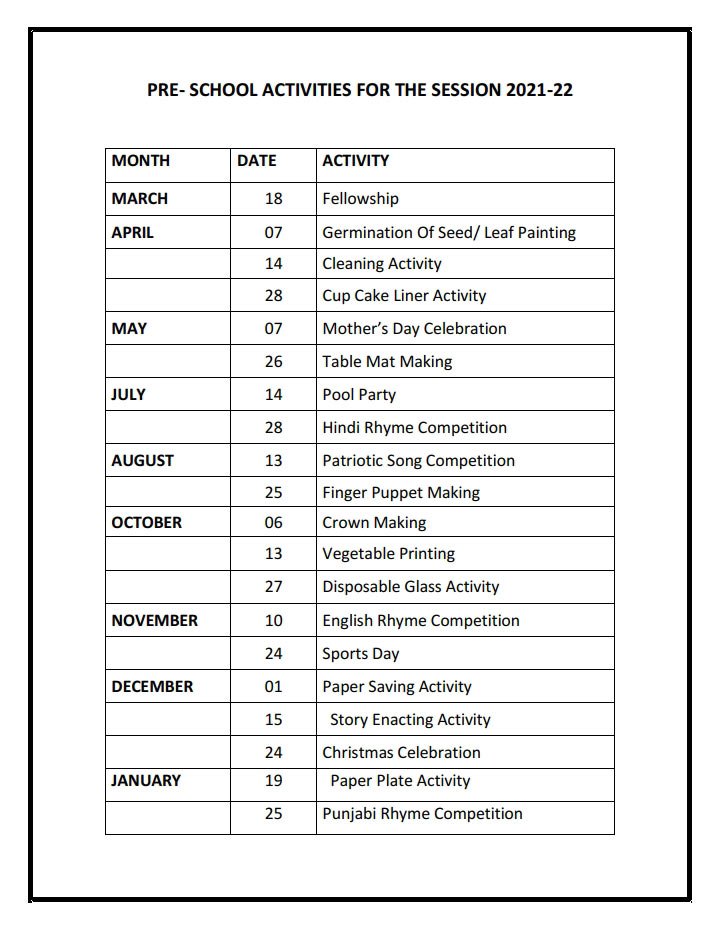 Academic Calendar Of School GRD Academy Academic Calendar Of School GRD Academy